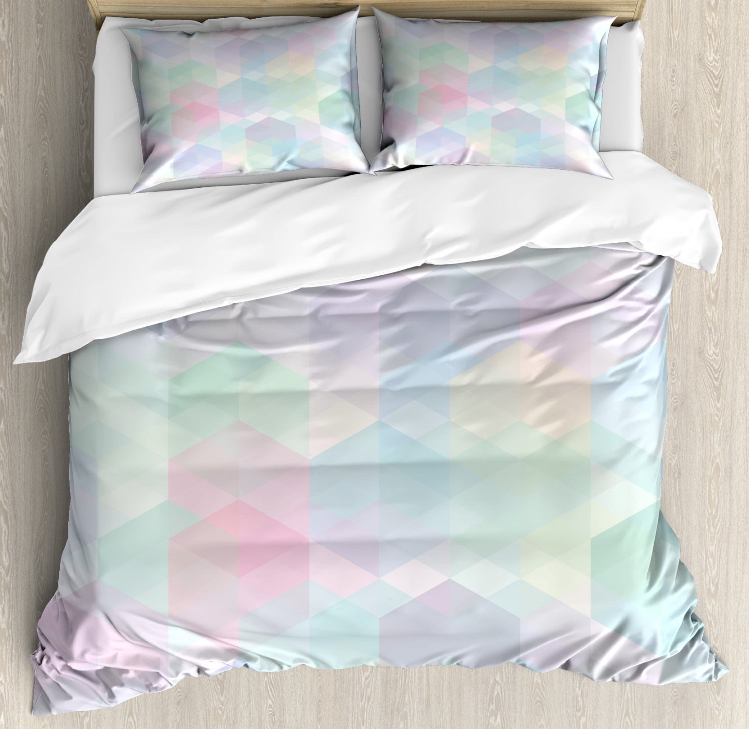 Pastel Duvet Cover Set Queen Size, Retro Style Artistic Pattern with ...