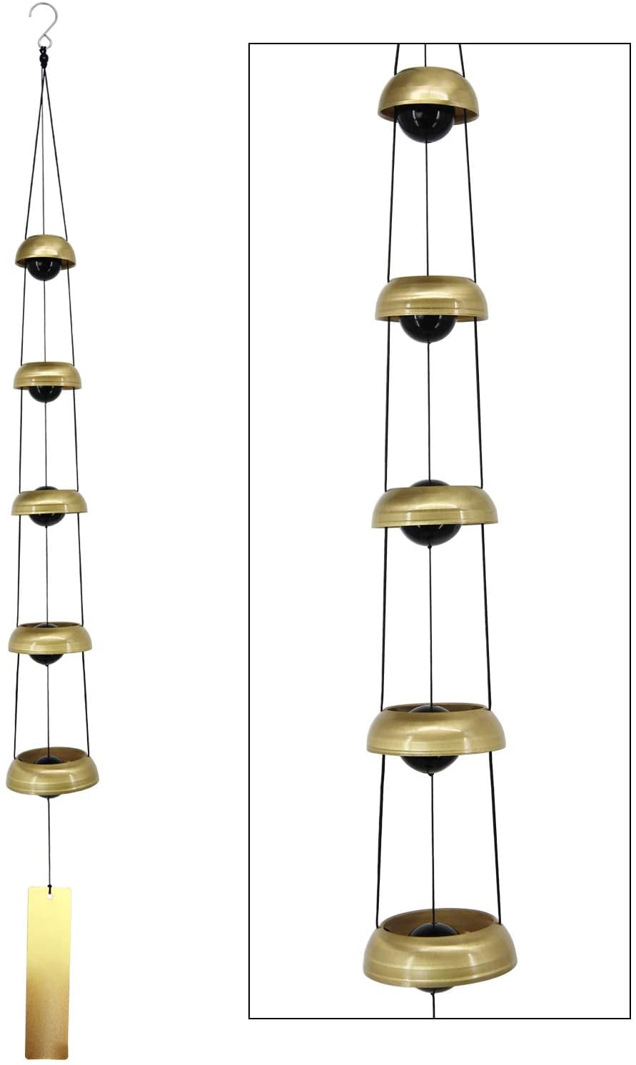 Copper Wind Chimes, Temple Wind Chime with 5 Bells, Feng Shui Wind ...