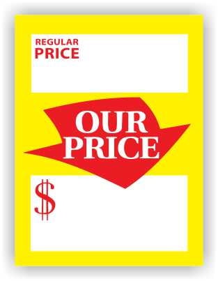 REGULAR PRICE - OUR PRICE Tags, 5" x 3.25", 12-pt. Cardstock - Pack of ...