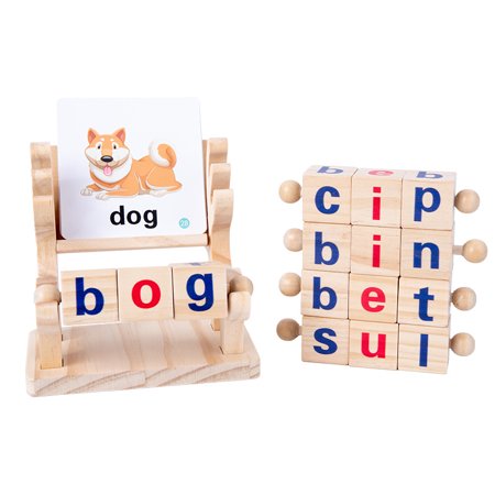 HEIBIN Wooden Reading Blocks Short Vowel Rods Spelling Games, Cards ...