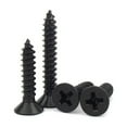 10/100 Small Black 304 Stainless Steel Cross Phillips Flat Countersunk Head Self Tapping Wood ...