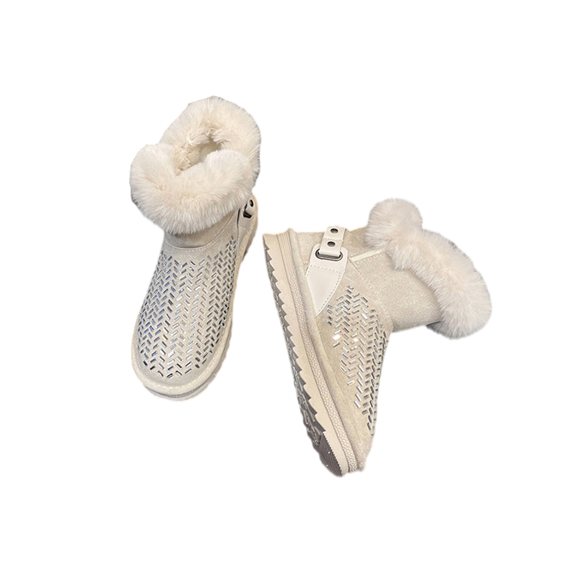 Click here for Woobling Womens Snow Boots Fuzzy Collar Warm Shoes... prices