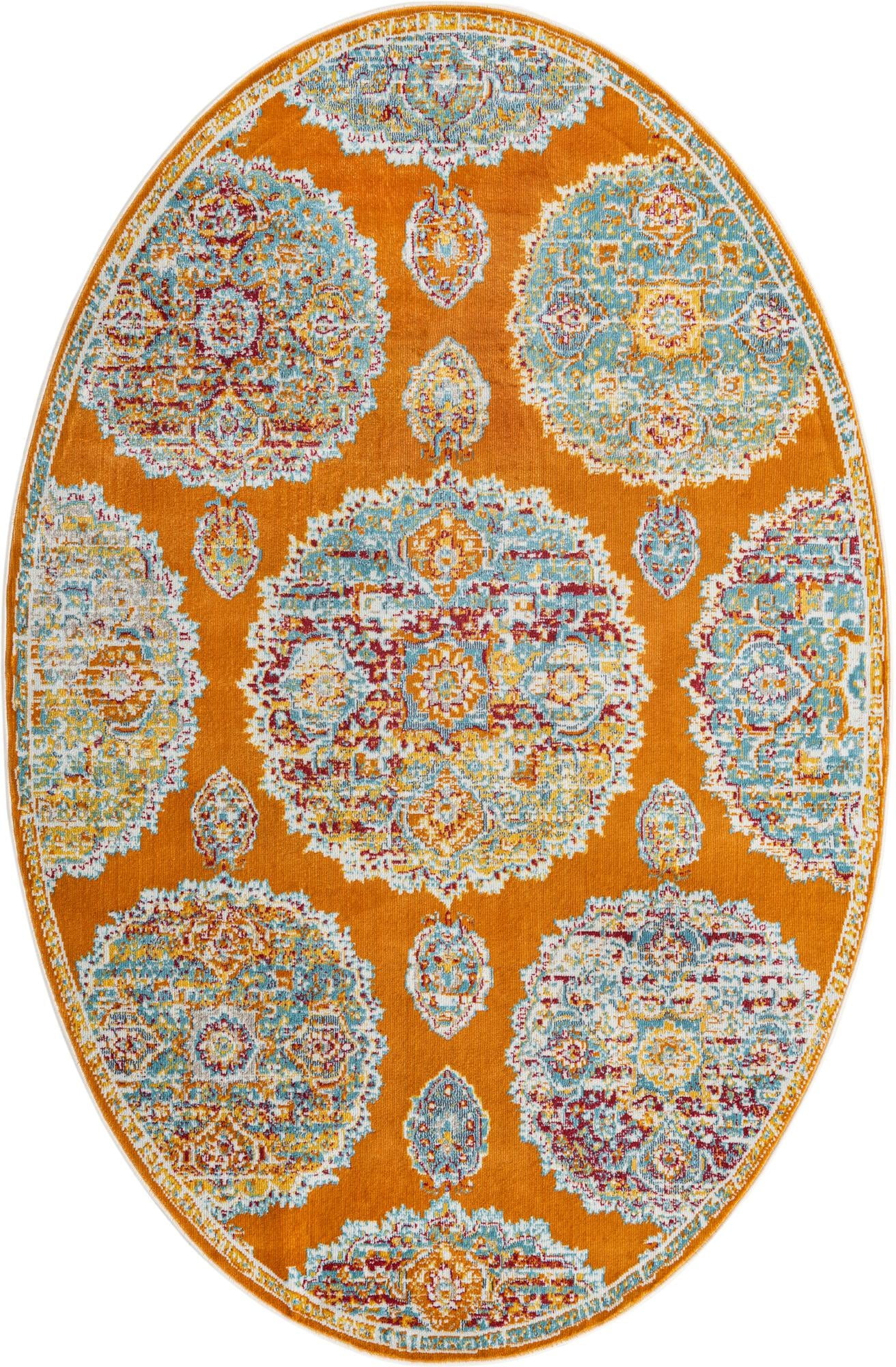 Rugs.com Paragon Collection Rug – 5' x 8' Oval Orange Medium-Pile Rug ...