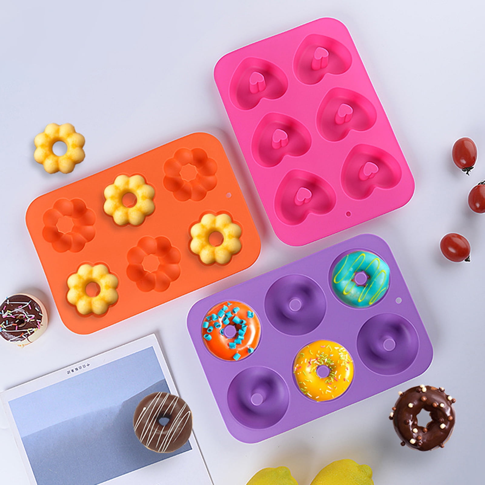 Hesroicy 3-Piece Donut Mold Set: Easy Demoulding, Heat-Resistant, Soft ...