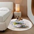 Blue Flowers 7' Round Rug for Living Room Conversation Area, Tea Cups ...