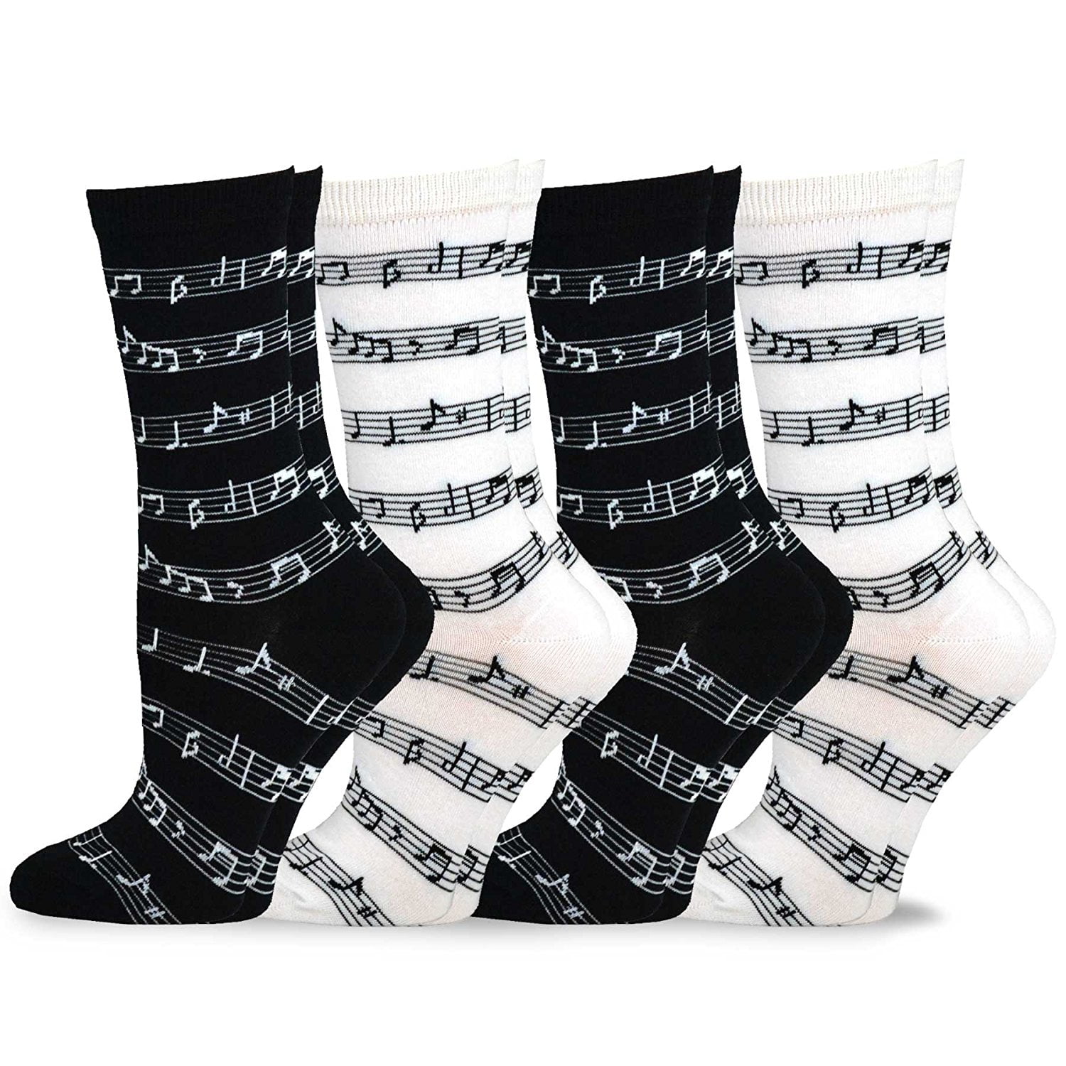 TeeHee Women's Music Cotton Crew Socks 4-Pack (Musical Notes) - Walmart.com