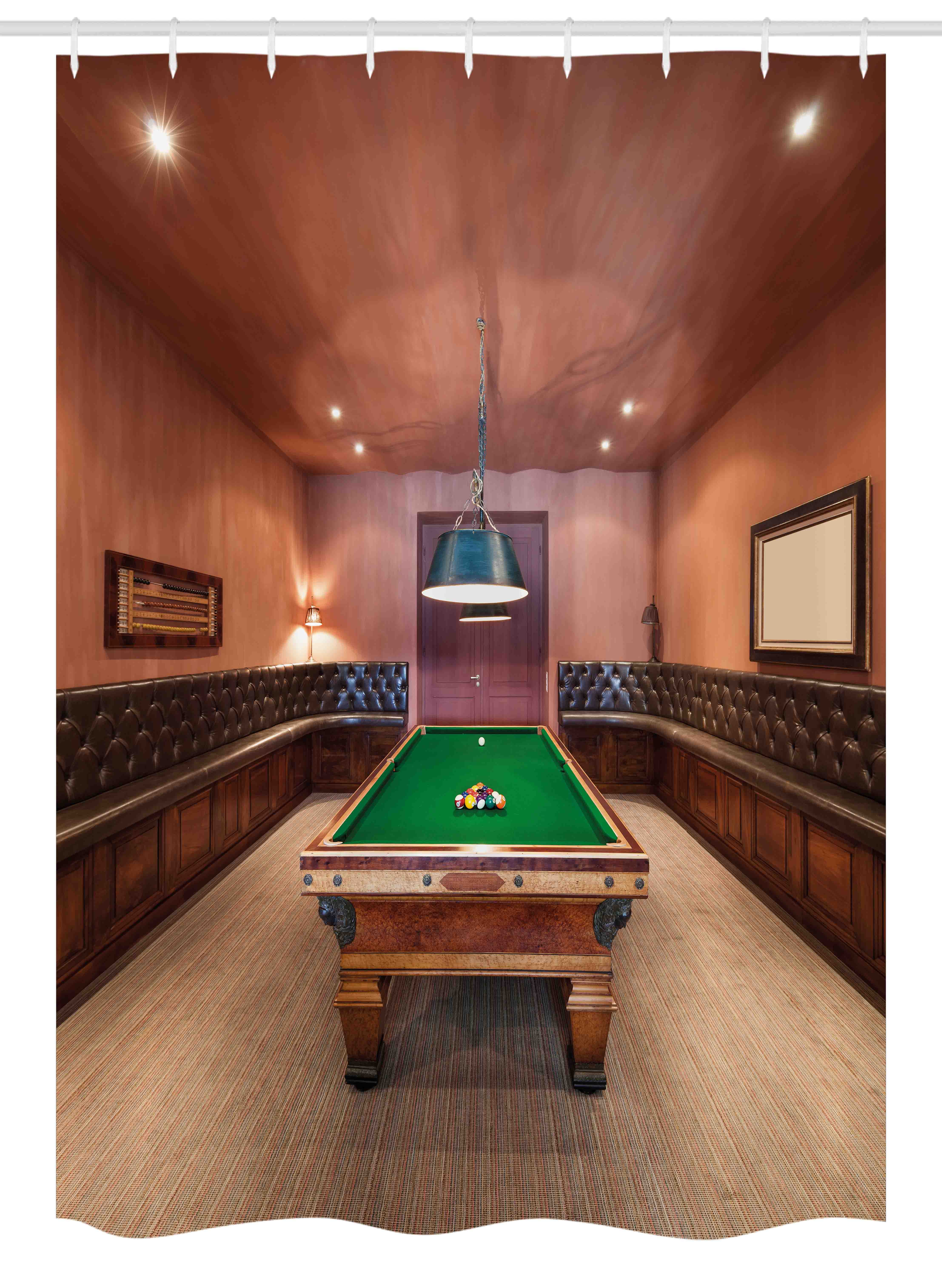 Modern Stall Shower Curtain, Entertainment Room in Mansion Pool Table ...