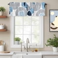Blue Boho Valances for Windows Medieval Leaves Geometric Lines Abstract ...