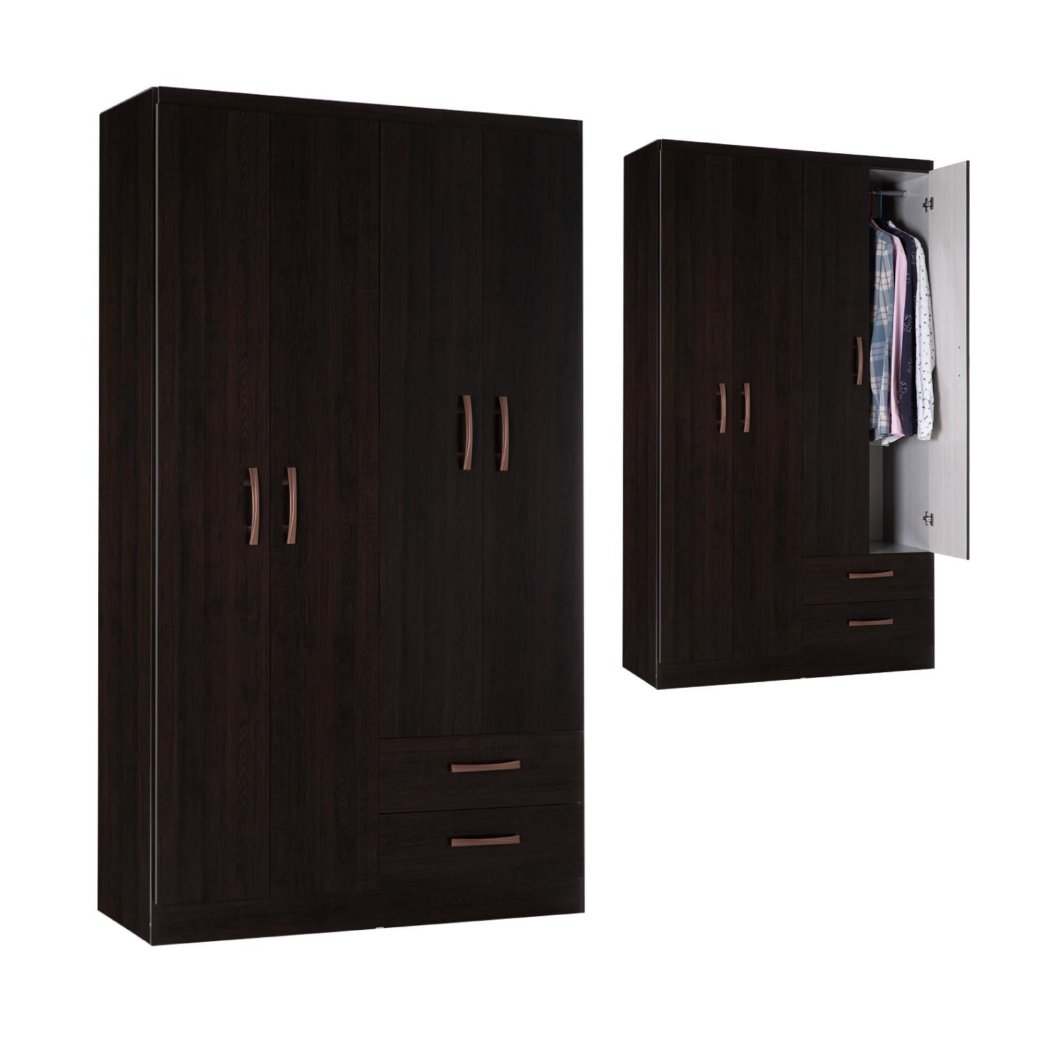 Ropero Mueble Moderno KingsHouse 4 Puertas 2 Cajones Cafe 120x47x185 cm ...