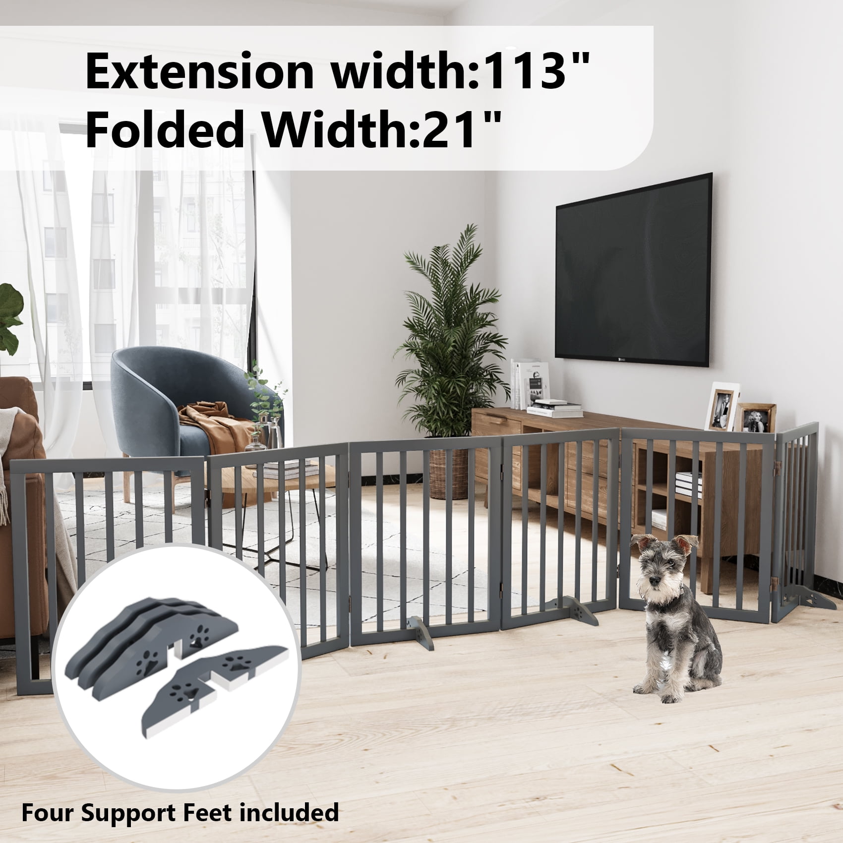 Algherohein Dog Gate for Inside,Freestanding Pet Gate for Doorways,24 ...