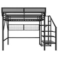 Mirightone Full Size Loft Bed with Stairs, Wardrobe & Lights, Metal ...