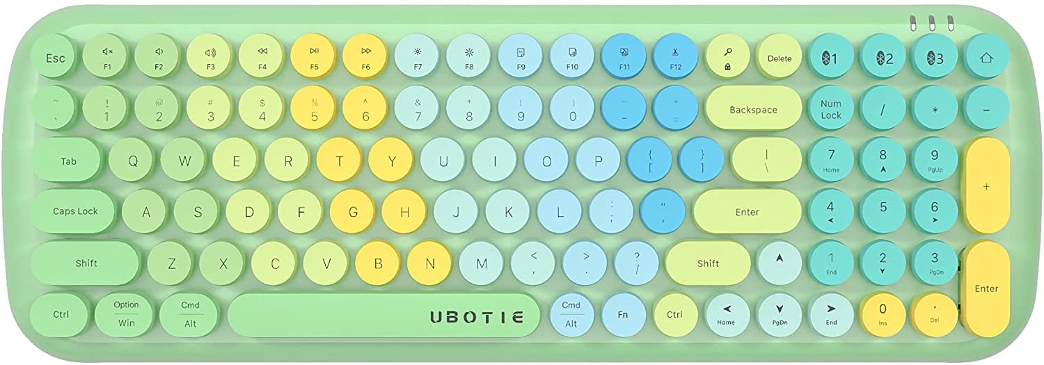 UBOTIE Colorful Bluetooth 100Keys Keyboards, Wireless Compact Rainbow ...