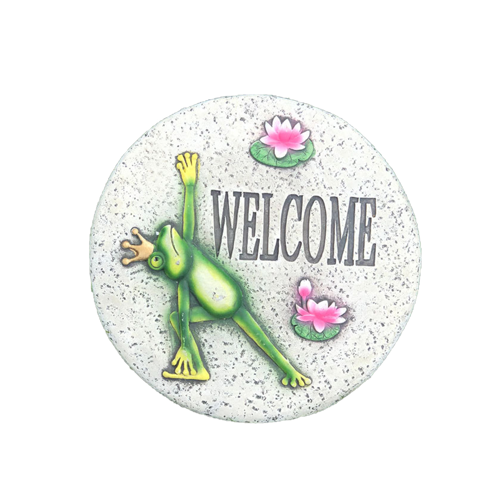 Stepping Stone DIY Lotus Frog Welcome Printed Easy Clean Garden Decor ...
