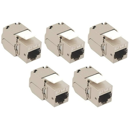 5-Pack Cat6 RJ45 Shielded Keystone Jacks, 180 Degree Metal Shielded ...