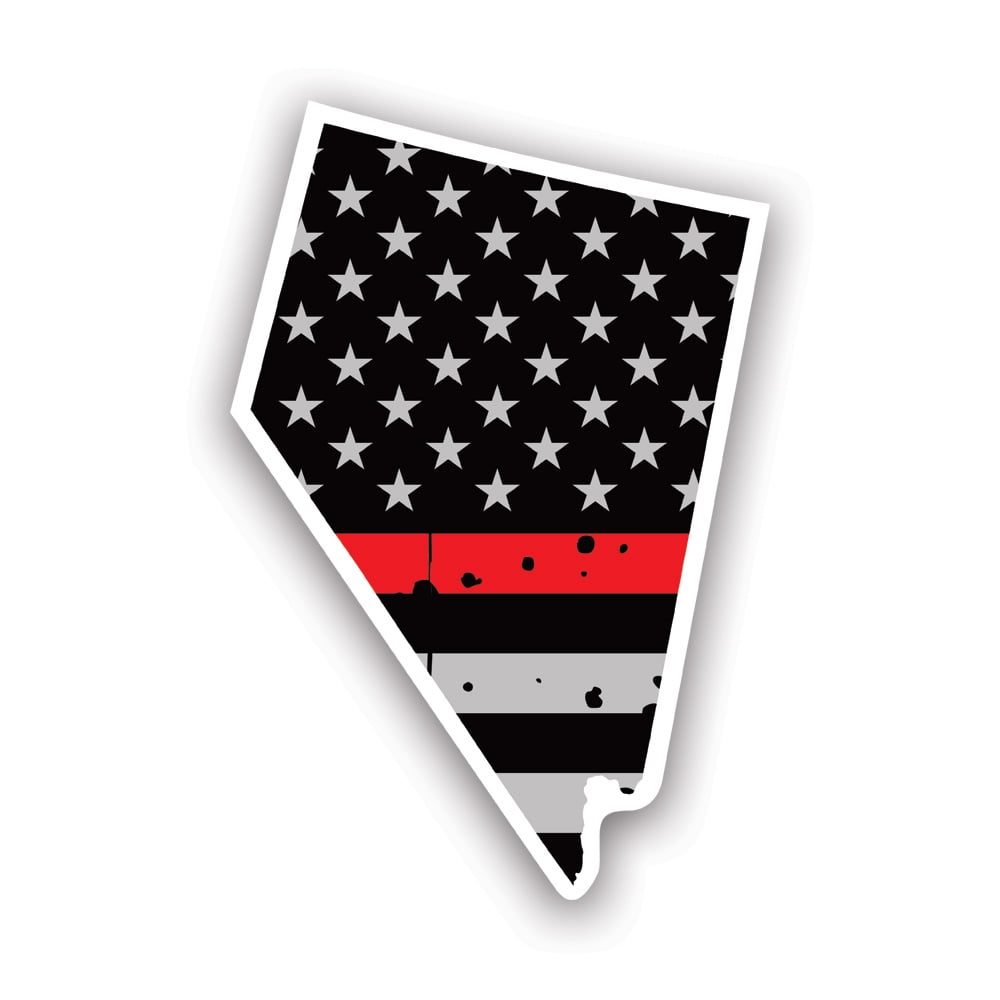 Distressed Thin Red Line Nevada State Shaped Subdued US Flag Sticker ...