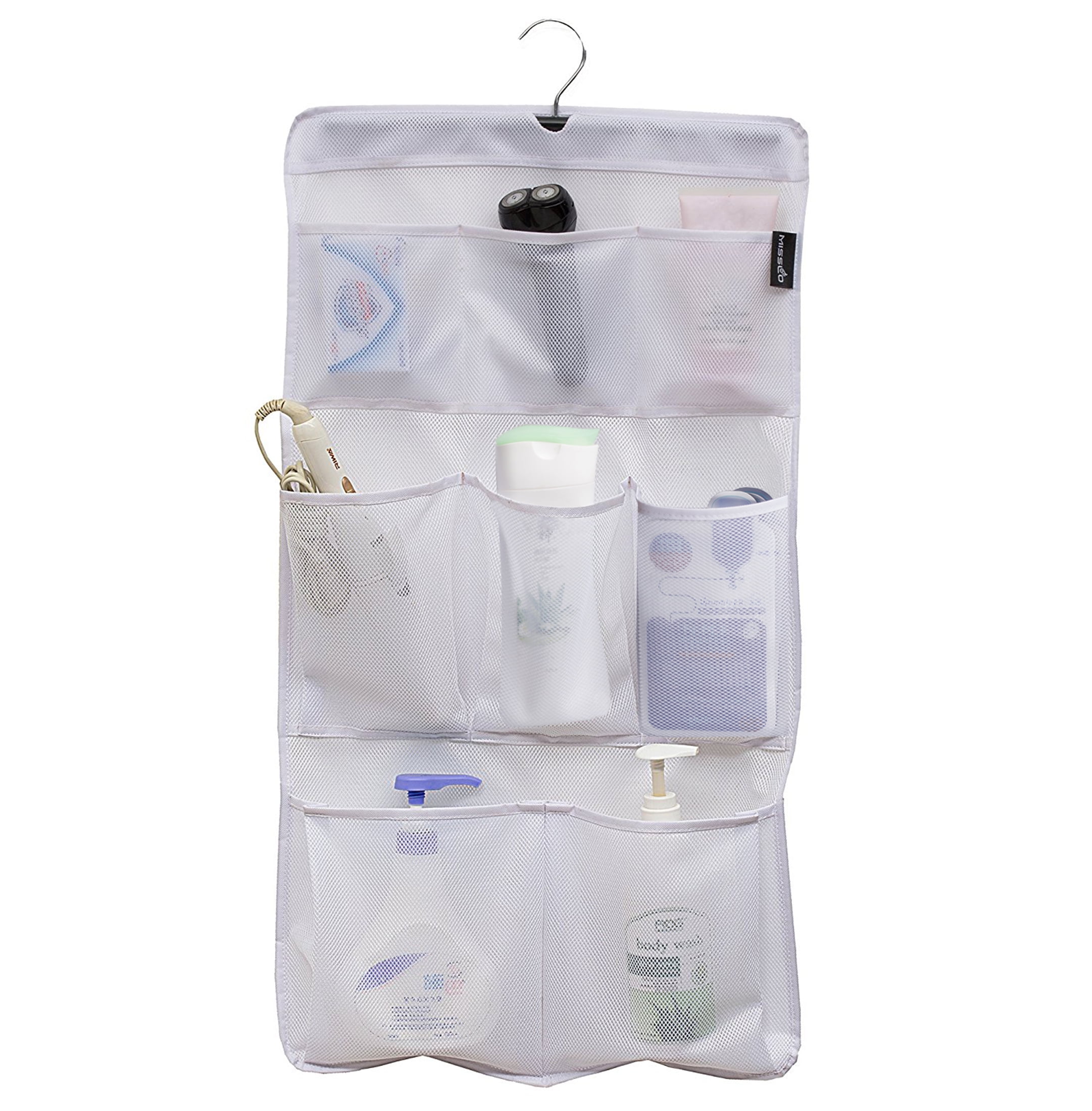 MISSLO 8 Pockets Hanging Shower Organizer Mesh Caddy with Rotating ...