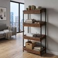 4-Tier Display Rack Stand, Particleboard Shelves with 4 Metal Hooks ...