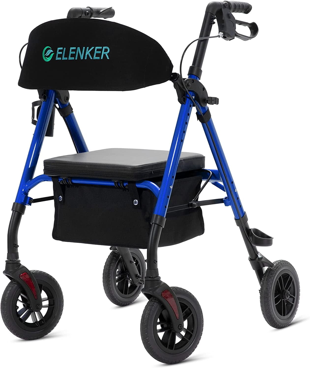 ELENKER All-Terrain Rollator Walker, 10” Wheels Mobility Walker for ...