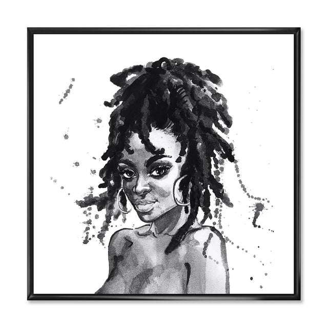 Designart Monochrome Portrait of African American Woman II FLOAT FRAME ...