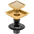 Shower Drain, Brushed Gold 4 inch Shower Floor Square Drain with Flange ...