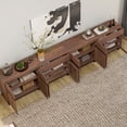 4 In 1 Modern Dresser with Glass Doors and 2 Drawers, Adjustable Shelf ...