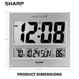 "Sharp Atomic Clock with Indoor Temperature, Large 3"" Display, Desk ...