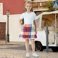 Bright Color Check Pattern Cotton Skirt Built-in Liner Elastic A-Line ...