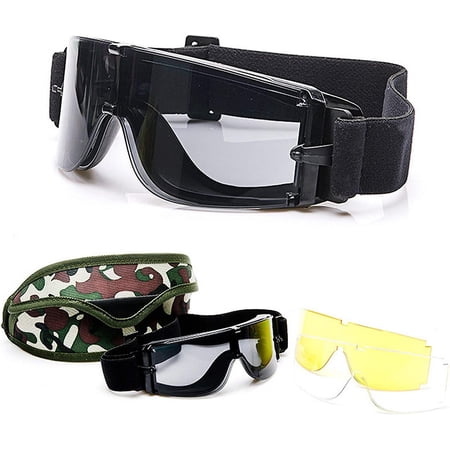 Lepai 1pcx800 Army Safety Goggles 3 Lens Kit Military Sunglasses Night ...