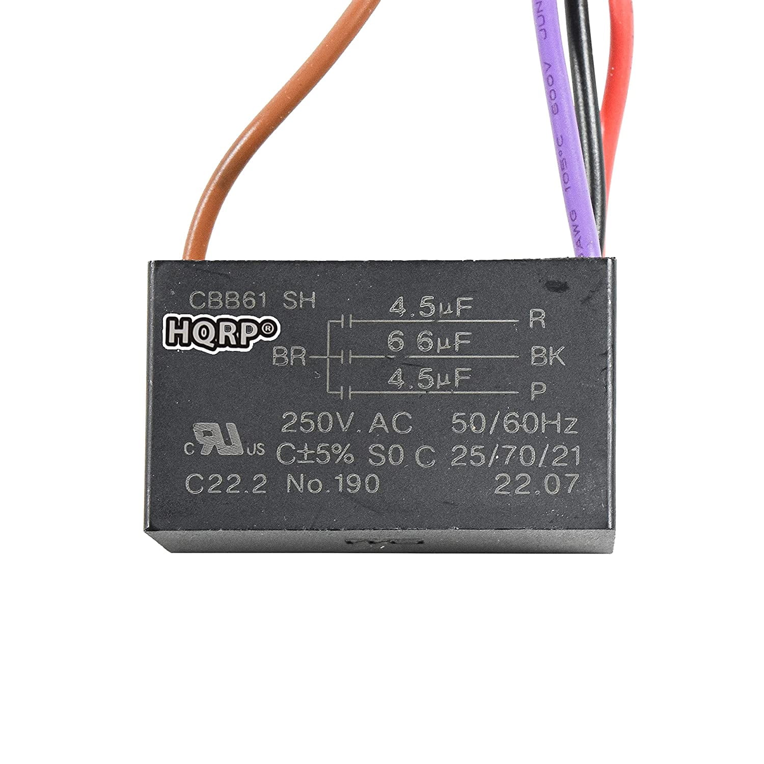 HQRP Capacitor Compatible with Hampton Bay Ceiling Fan CBB61 4.5uf+4 ...