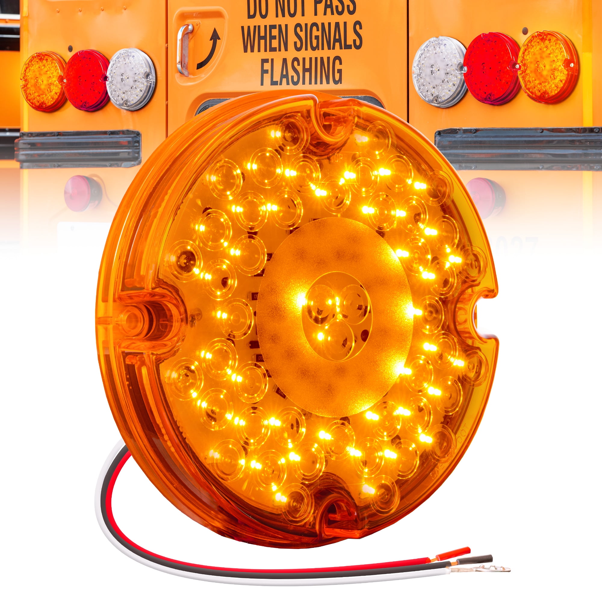 7" Round 47-LED Tail Light For School Bus Transit Vehicles Refuse ...
