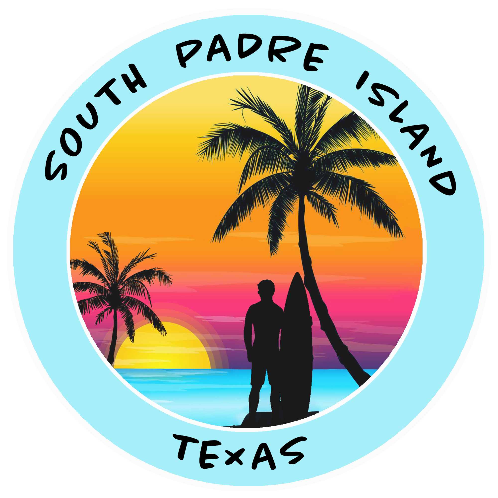 South Padre Island, Texas Surfer Sun Decorative Car Truck Decal Window ...