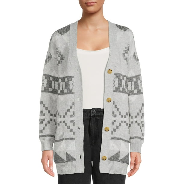 No Boundaries Juniors' Pattern Cardigan Sweater - Walmart.com