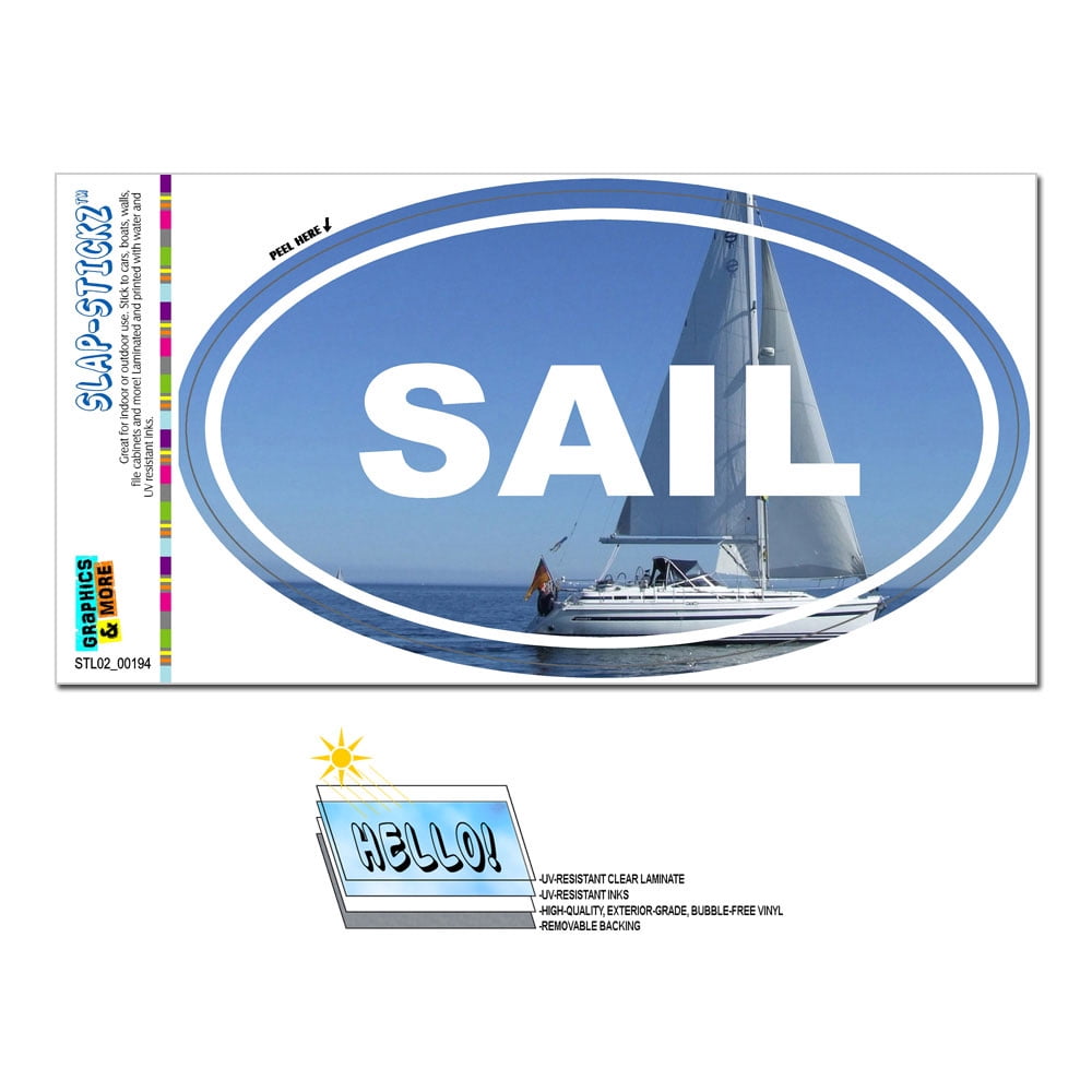 Sail Boat Sailing Ocean - Euro Oval SLAP-STICKZ(TM) Premium Sticker ...