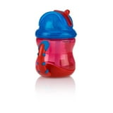 nuby two-handle no-spill flip n' sip straw cup, 8 ounce, red with blue - Walmart.com