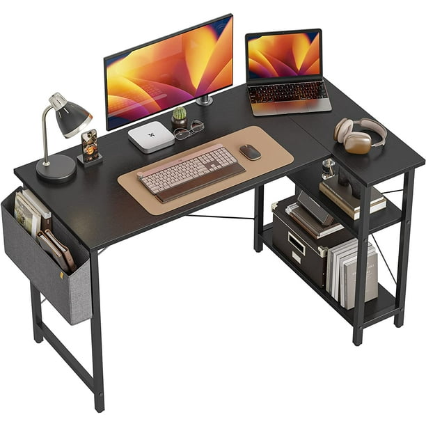 40 Inch Small L Shaped Computer Desk with Storage Shelves Home Office ...