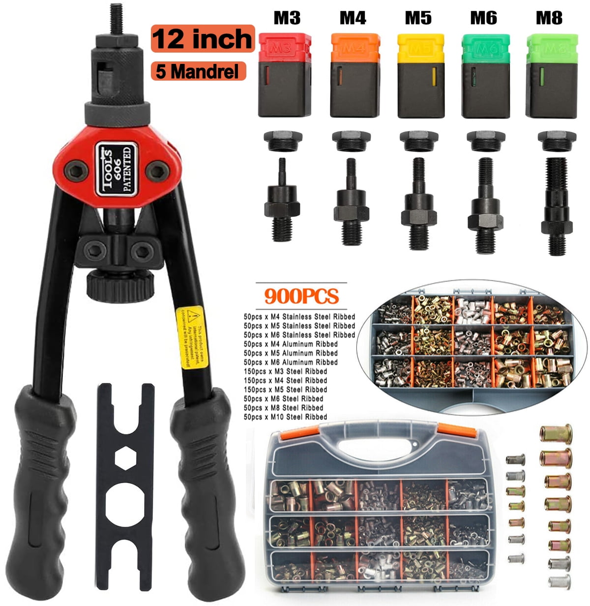 iMeshbran Rivet Nut Tool Set, 12in Labor-saving Hand Riveter ...