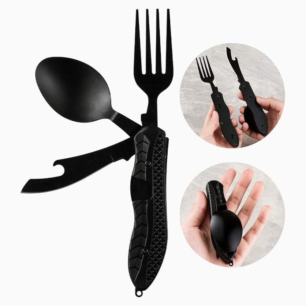 4in1 Stainless Steel Portable Foldable Detachable Folk Spoon Knife ...