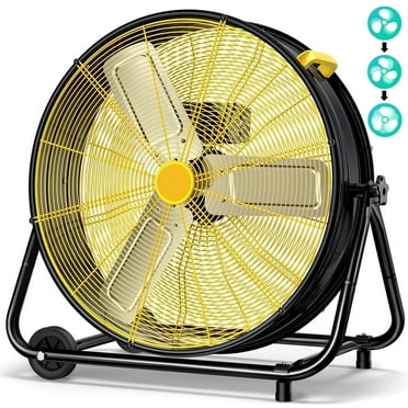 24 Inch Industrial Drum Fan,8800CFM Heavy Duty Floor Fan, Powerful 3 ...
