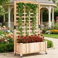 Noble House Wooden Raised Garden Bed with Trellis & Wheels,Free ...