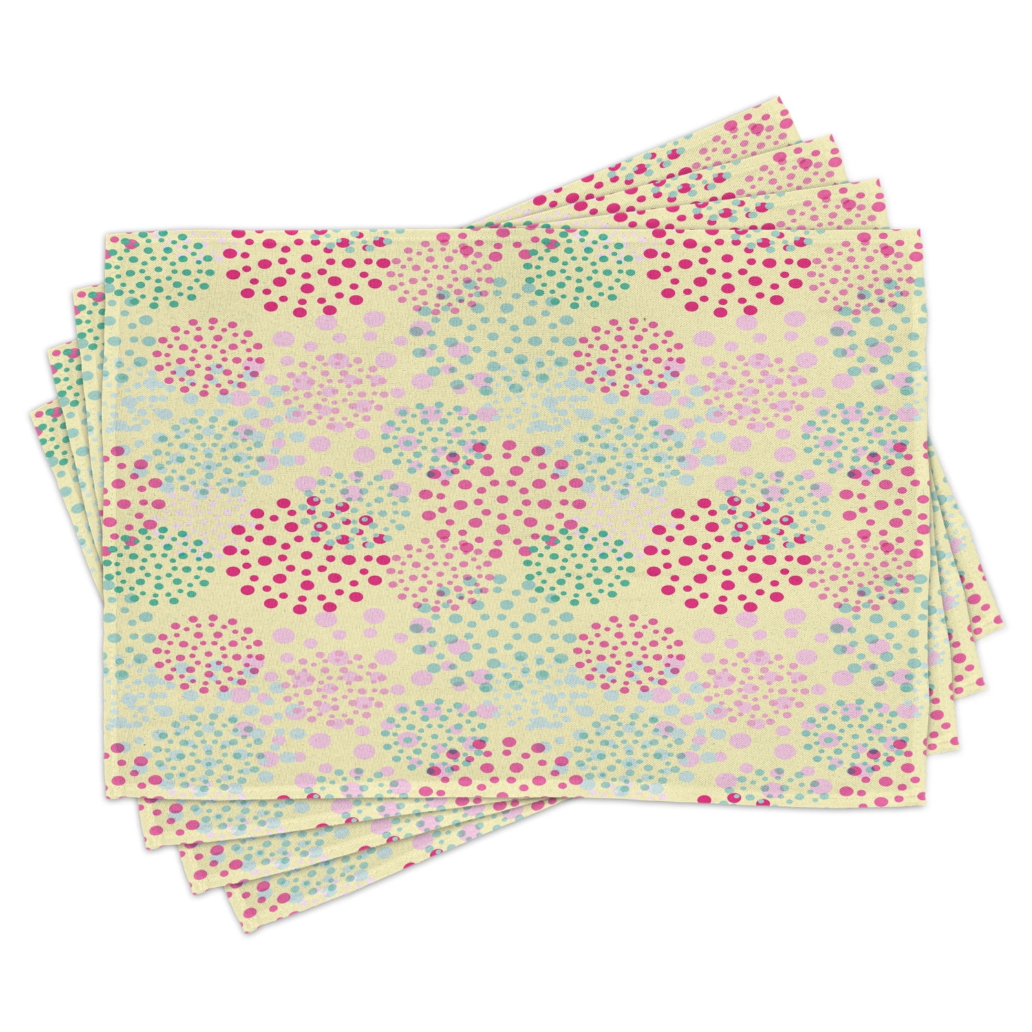 Ambesonne Colorful Place Mats Set of 4, Flowers Polka Dots, Standard ...