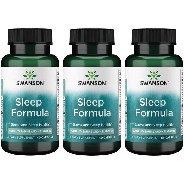 Swanson Sleep Formula with L-Theanine and Melatonin 60 Caps 3 Pack ...