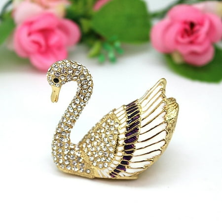 HEIBIN Large Swan Statue and Figurine Trinket Boxes Hinged Jewelry Box ...
