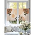 Bohemian Sheer Curtains 54 inches Long, Abstract Green Leaf Beige Lines ...