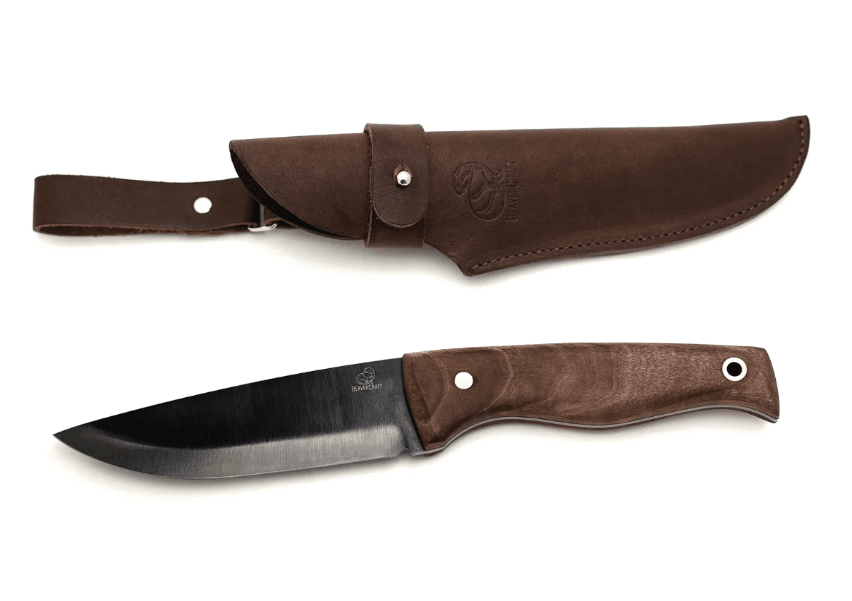BeaverCraft, BSH3 Carbon Steel Fixed-Blade Bushcraft Knife Walnut ...