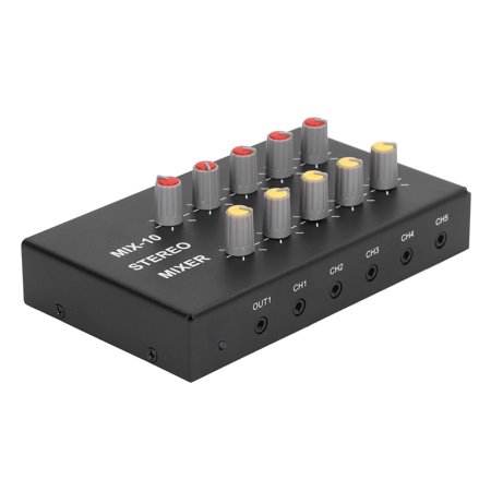 10 Channel Stereo Mixer, Lossless Signal DC5-12V Adjustable Volume ...