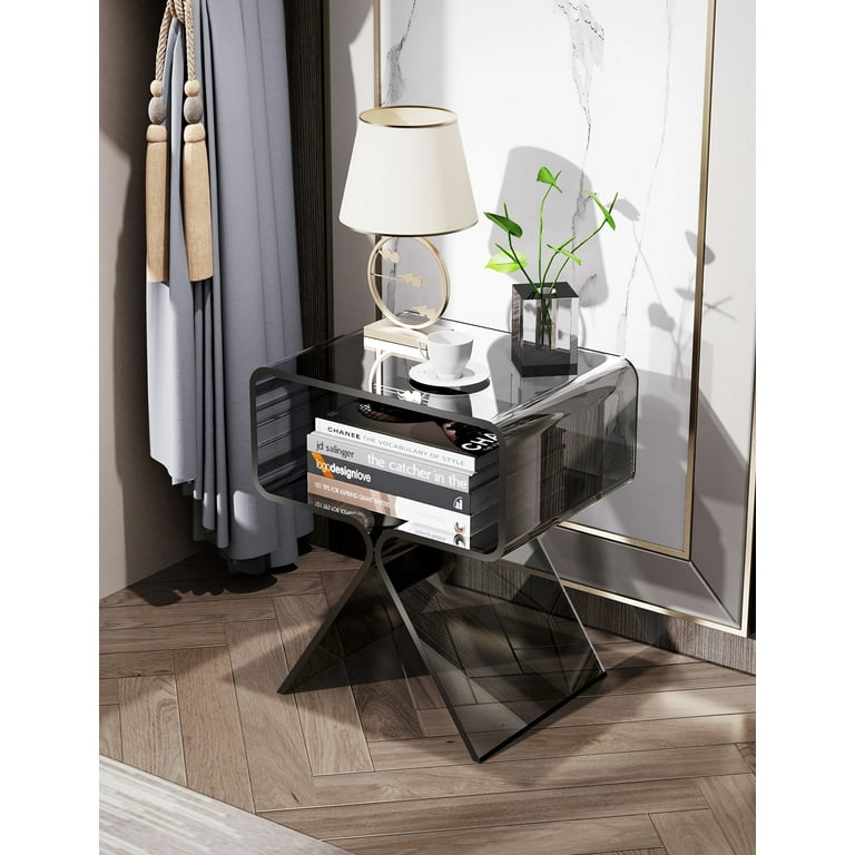 Solaround Acrylic Side Table for Living Room Nightstand Bedside Table for Bedroom Black Walmart