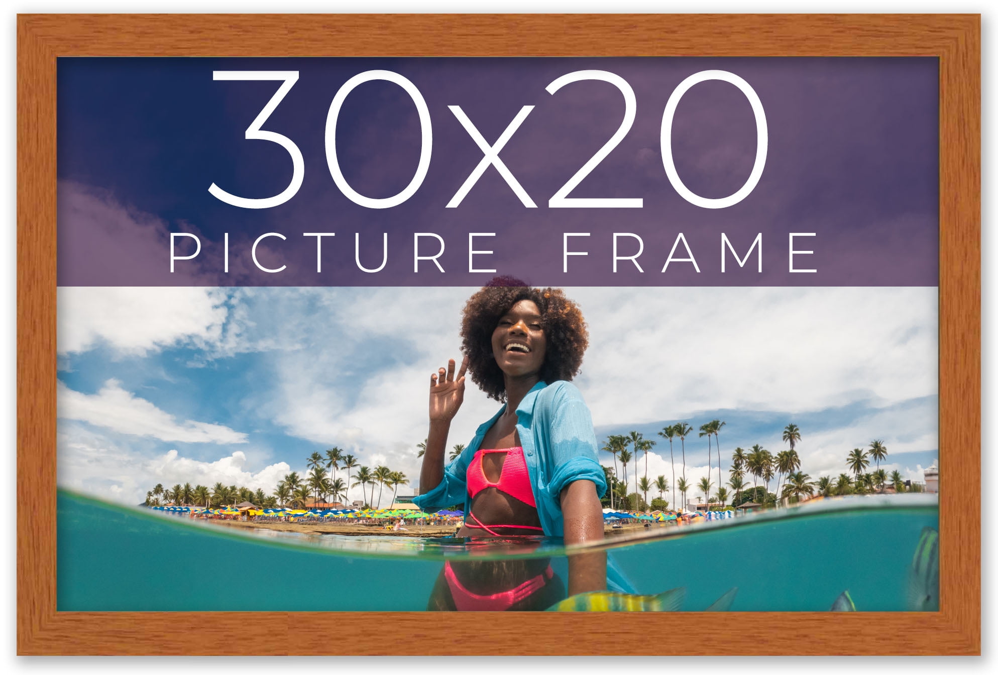 30x20 Honey Brown Real Wood Picture Frame Width 0.75 inches | Interior ...