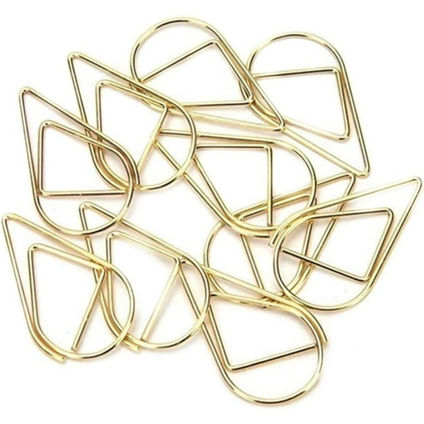 100 small gold paperclips/bookmarks, in the shape of a drop of water in ...