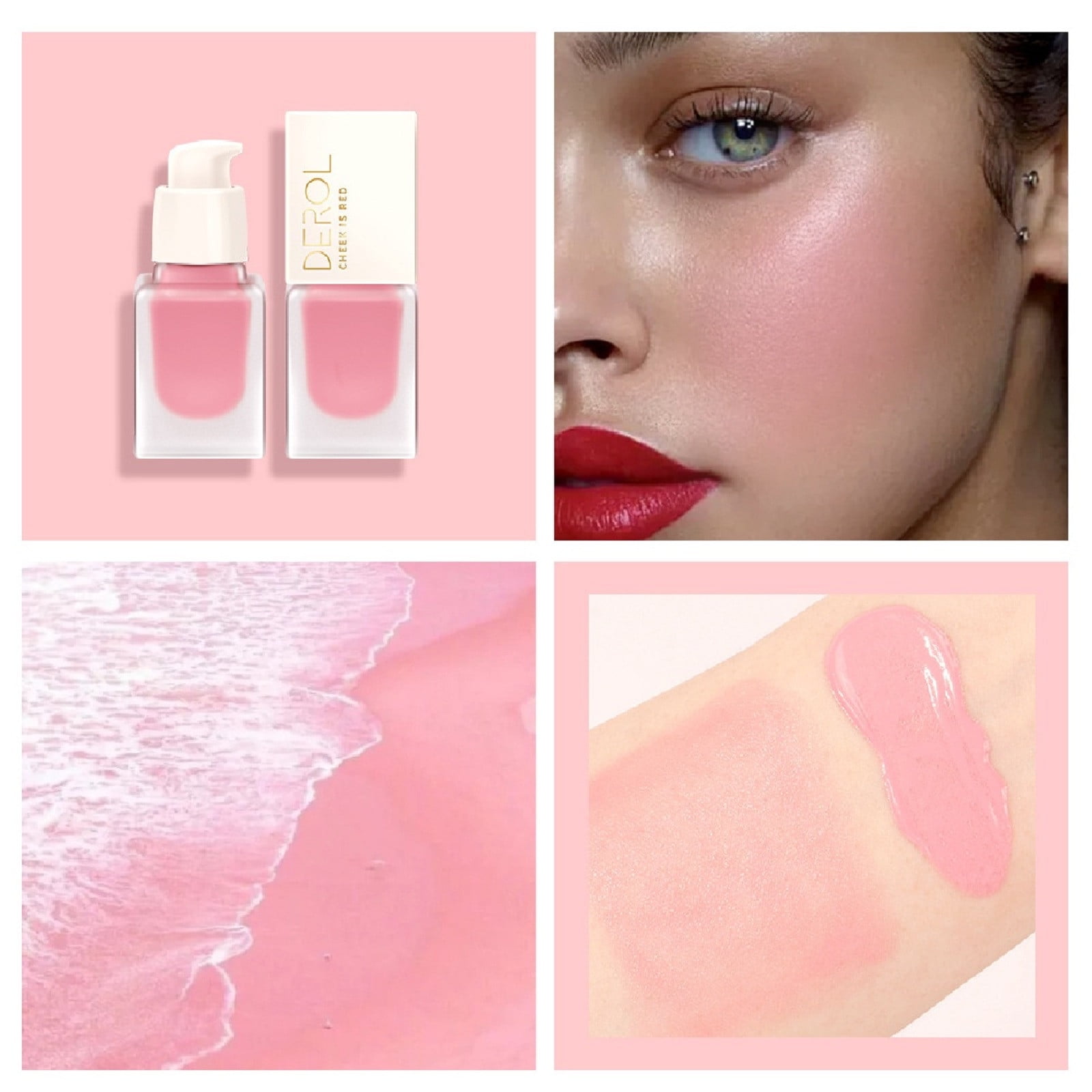 Rubor líquido en gel, crema, rubor, maquillaje, 6 colores, hidratante ...