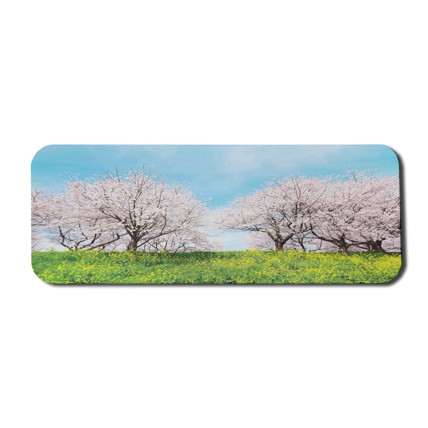 Floral Computer Mouse Pad, Japanese Spring Scenery Grass Wildflowers ...